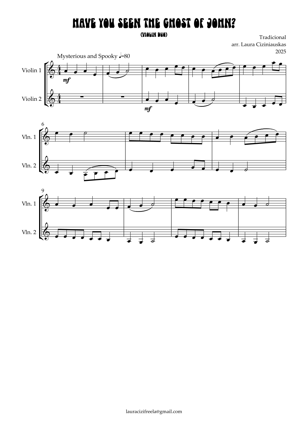 Have You Seen the Ghost of John? – Easy Halloween Violin Duet (arr ...