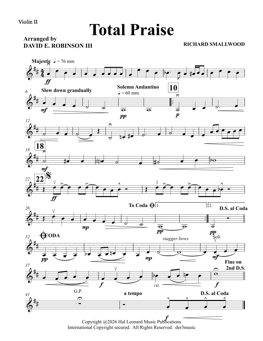 Total Praise (arr. David E. Robinson III) by Richard Smallwood Sheet ...