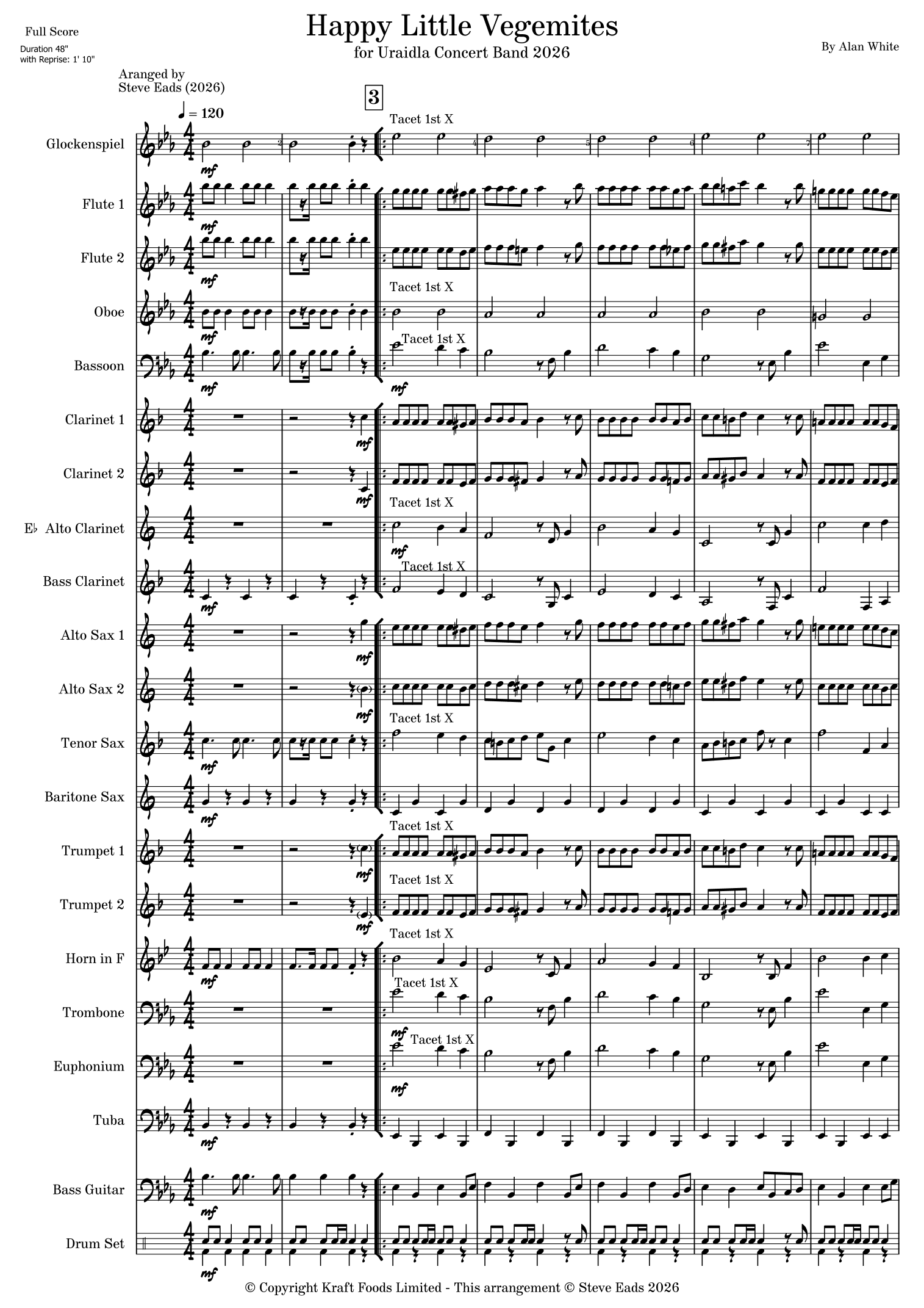 We're Happy Little Vegemites (arr. Steve Eads) by Alan White Sheet ...