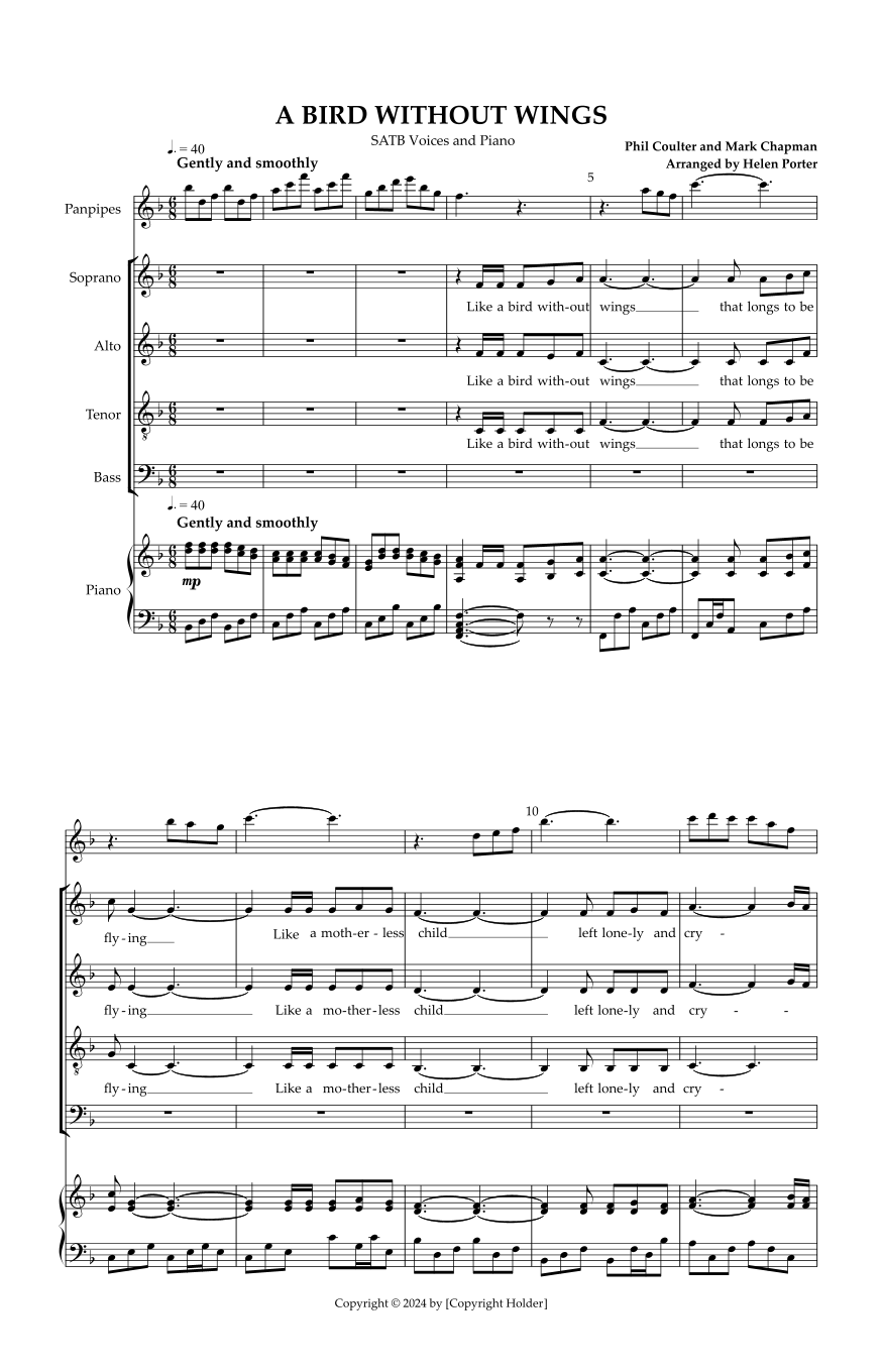 A BIRD WITHOUT WINGS (arr. Helen Porter) por Celtic Thunder Partituras ...