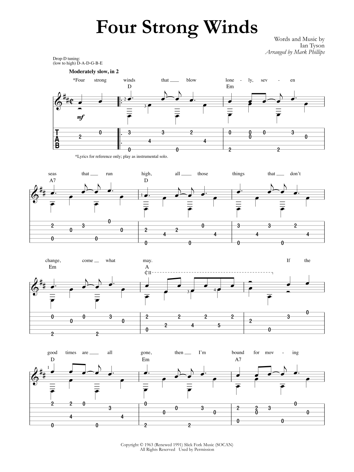 Four Strong Winds (arr. Mark Phillips) by Neil Young Sheet Music for ...