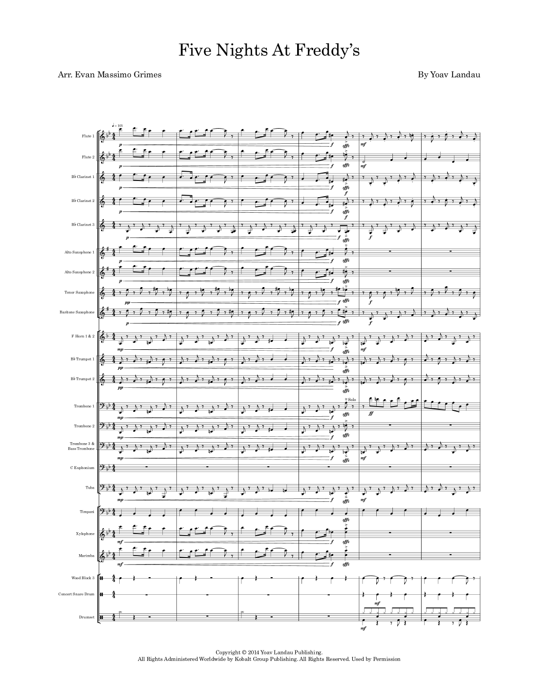 Five Nights At Freddy's (arr. Evan Massimo Grimes) by The Living ...