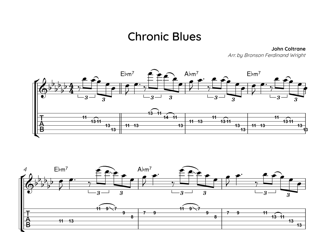 Chronic Blues (arr. Bronson Ferdinand Wright) by John Coltrane Sheet ...