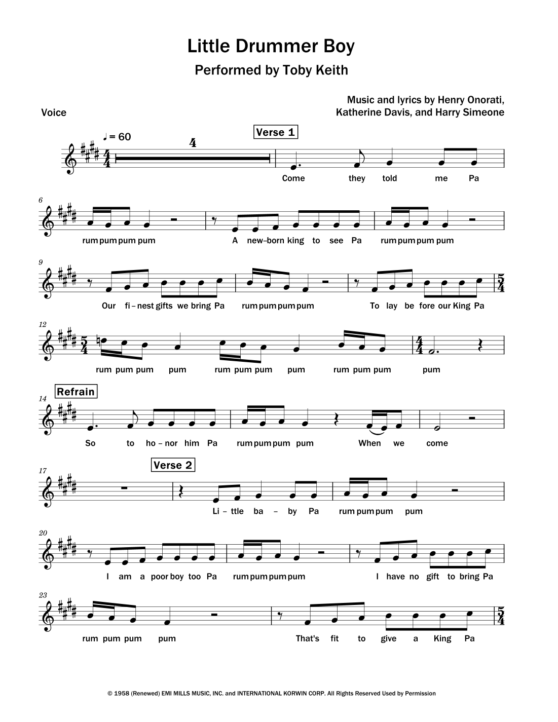 The Little Drummer Boy (arr. David Lartey) by Toby Keith Sheet Music ...