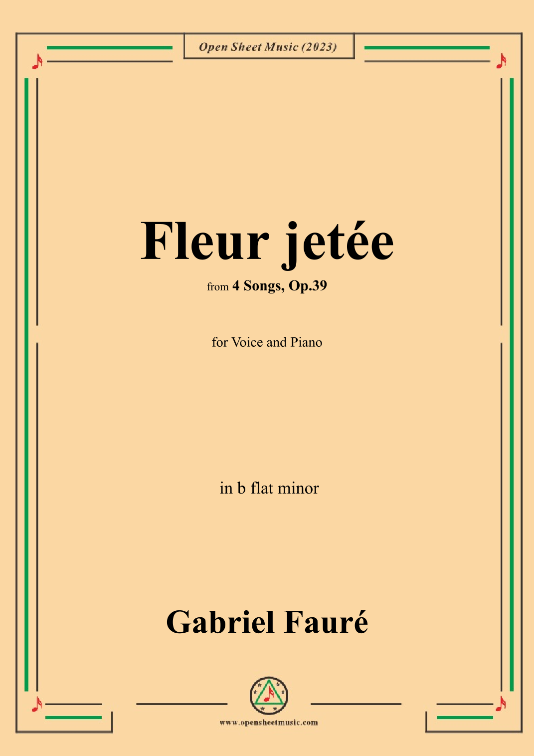 G. Fauré-Fleur jetée,in b flat minor (arr. OSM) by Gabriel Faure Sheet Music for Piano & Vocal ...