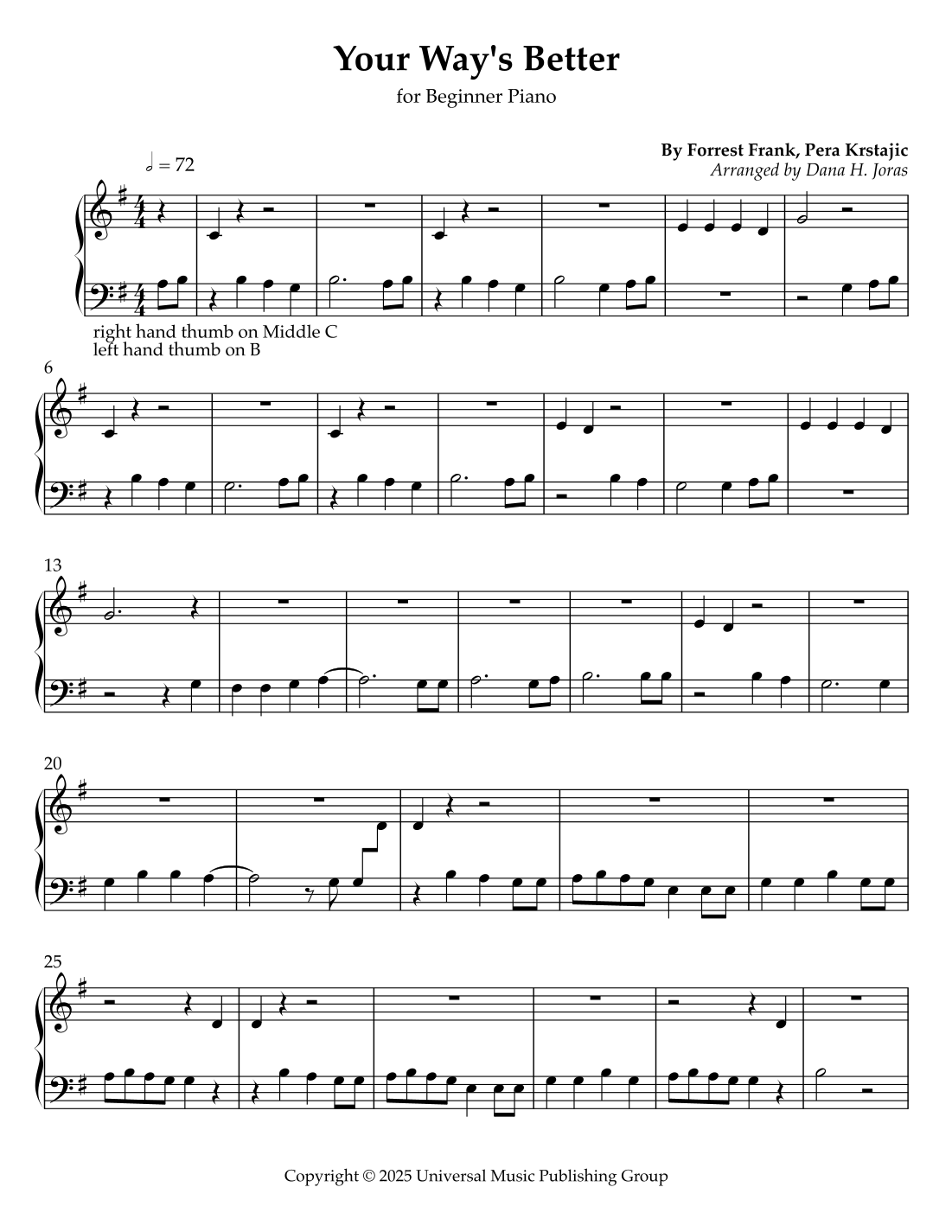 Your Way's Better (arr. Dana H. Joras) by Forrest Frank Sheet Music for ...