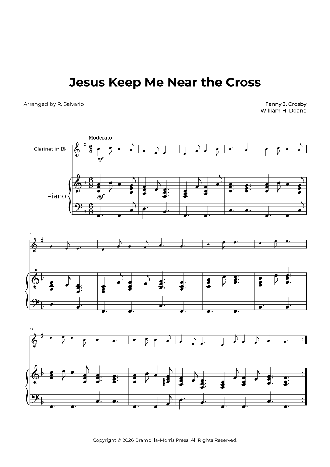 Jesus Keep Me Near the Cross - Clarinet (With Piano Accompaniment) (arr ...