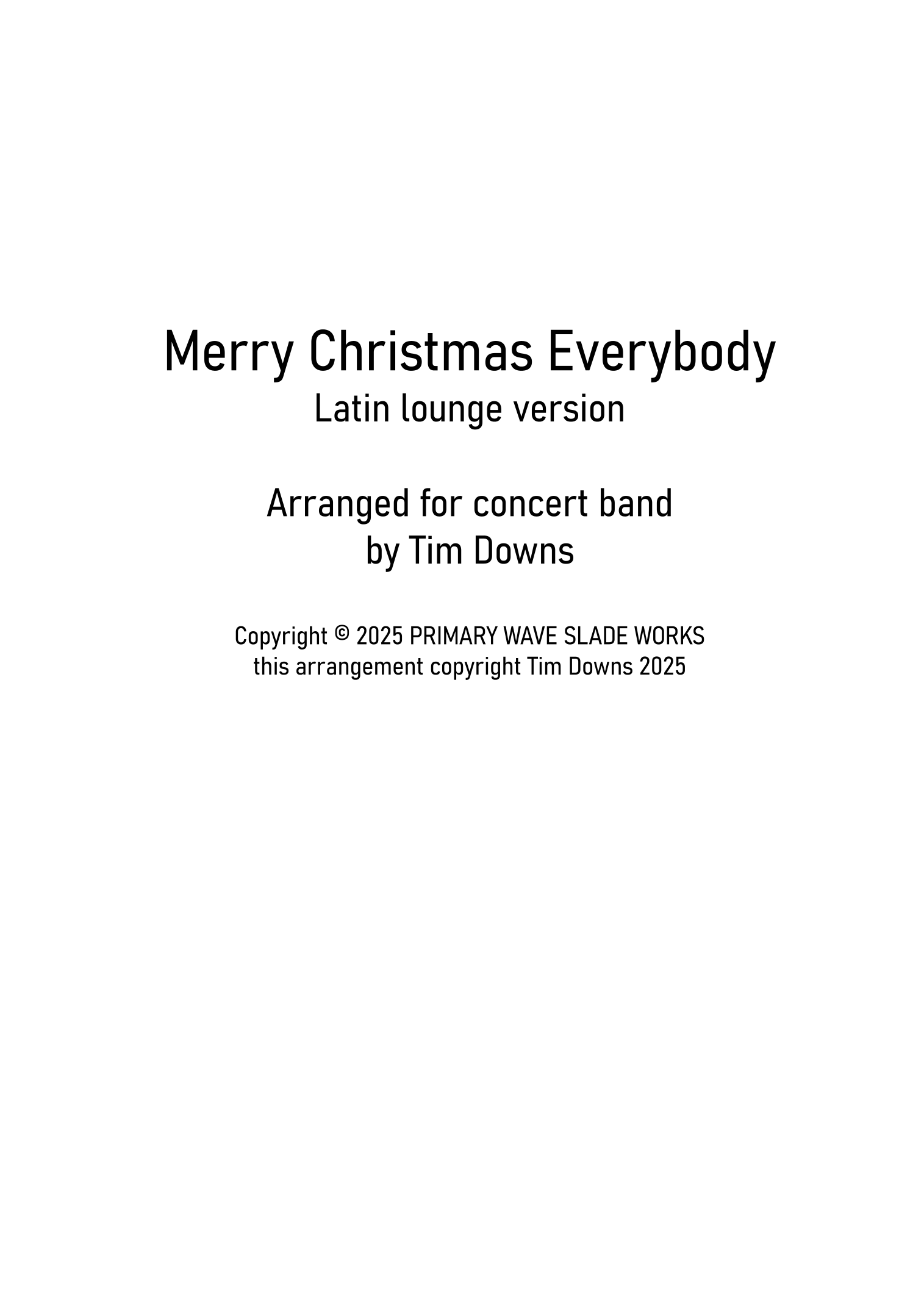 Merry Christmas Everybody (arr. Tim Downs) by Slade Sheet Music for ...