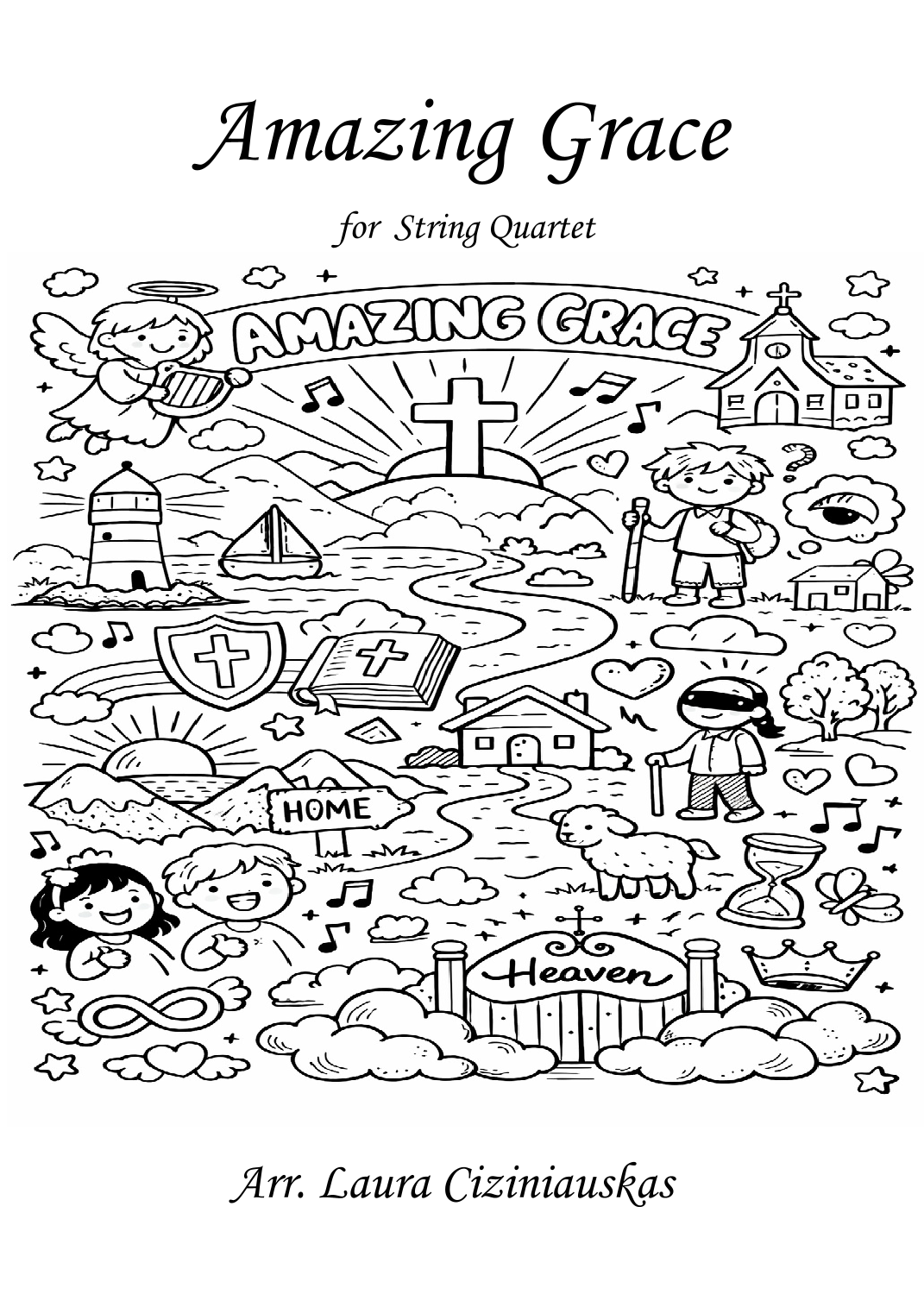 Amazing Grace – Easy Traditional String Quartet Eb Major Arrangement (arr. Laura Ciziniauskas ...