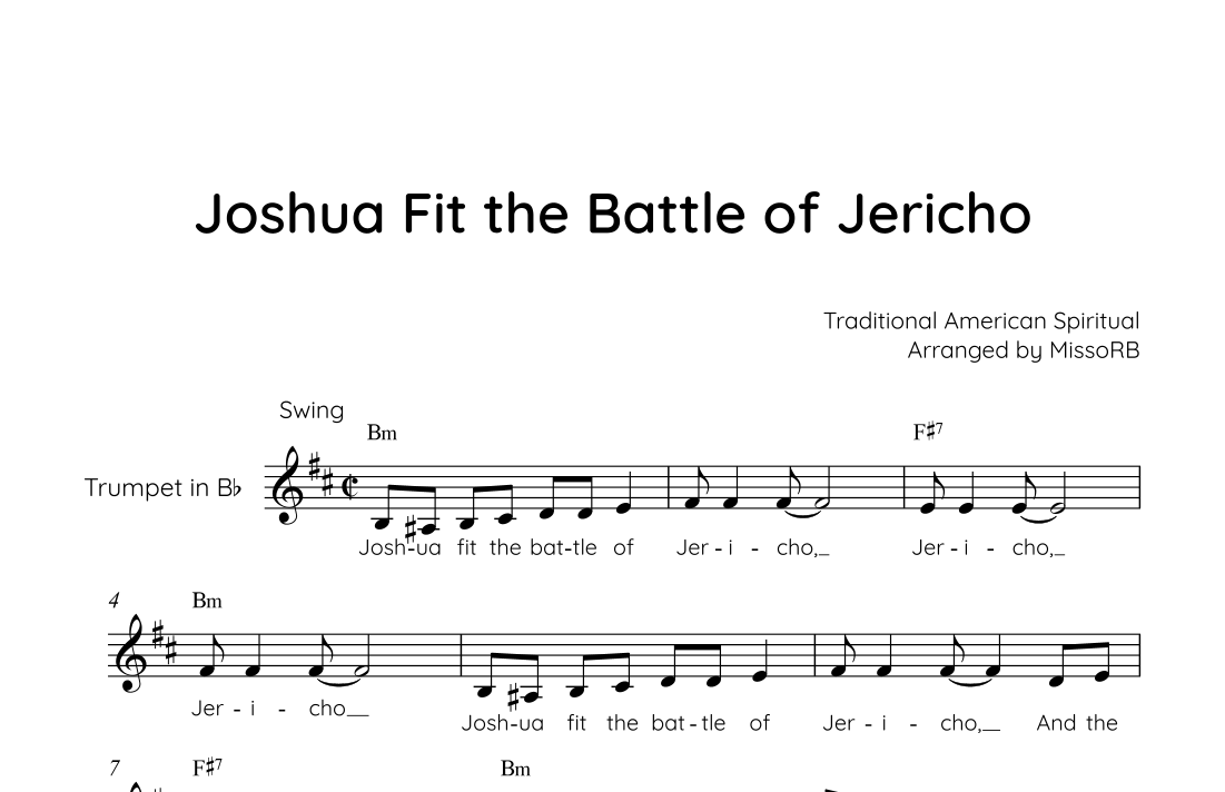 Joshua Fit the Battle of Jericho - Trumpet in Am With Chords & Lyric ...