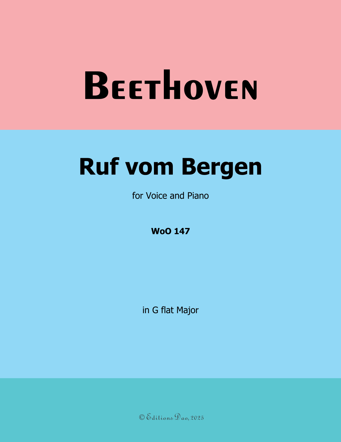 Ruf vom Bergen, by Beethoven, WoO 147, in G flat Major (arr. Editions ...