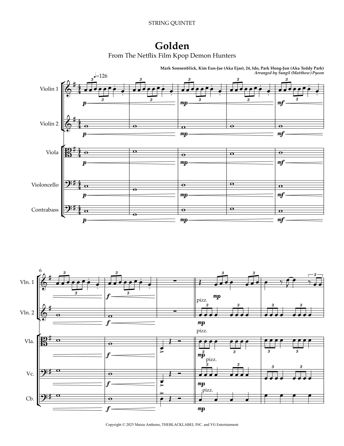 Golden (arr. Matthew pyeon) par Huntr/X (Ejae, Audrey Nuna And Rei Ami ...