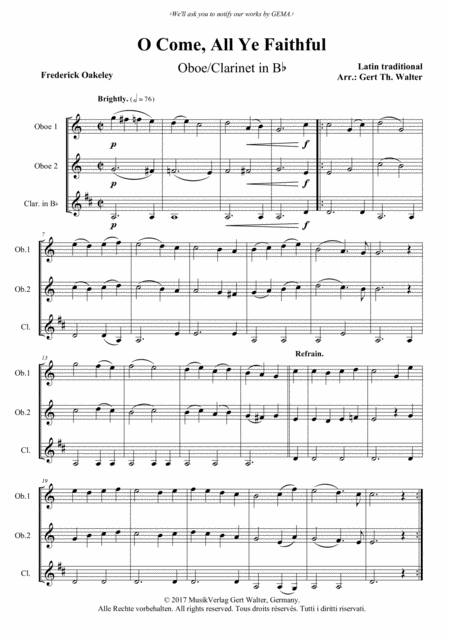 O Come, All Ye Faithful (arr. Gert Th. Walter) Sheet Music | Latin ...