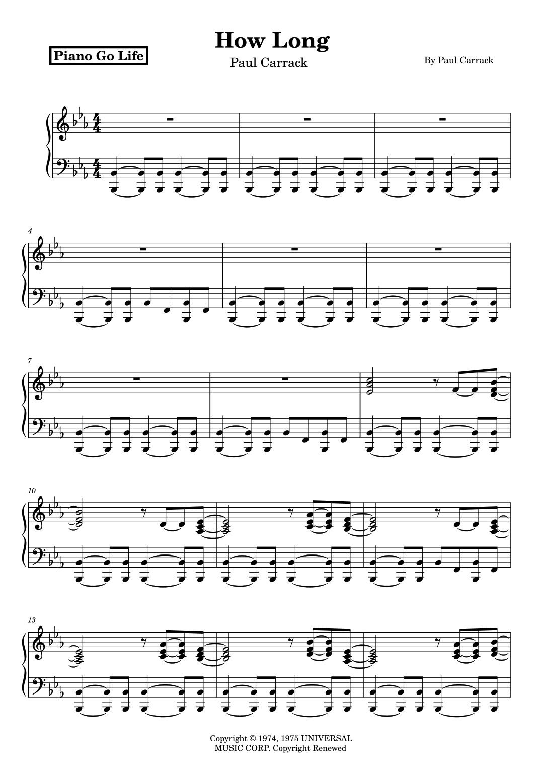 How Long (arr. Piano Go Life) by Ace Sheet Music for Piano Solo at ...