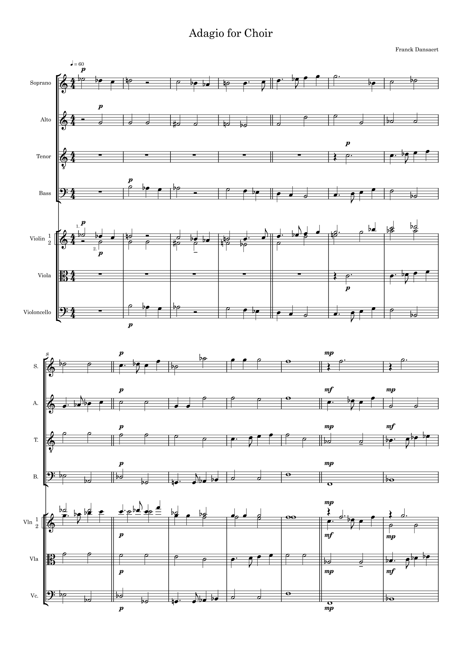Adagio for Choir by Franck Dansaert Sheet Music for SATB Choir at Sheet ...