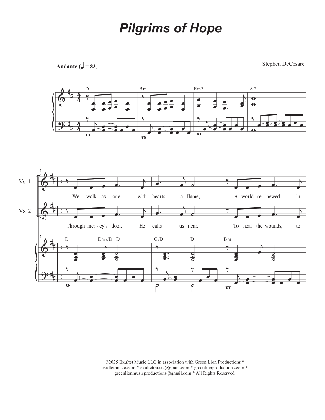 Pilgrims of Hope (2-part choir - (Soprano and Tenor) by Stephen ...