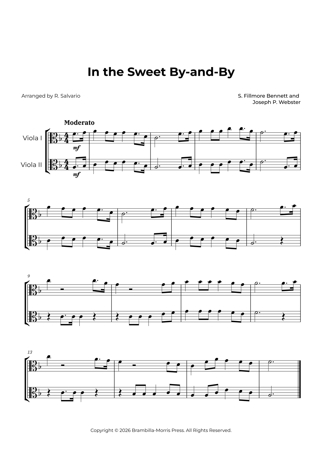 In the Sweet By-and-By- Viola Duet (arr. R. Salvario) by Joseph P ...