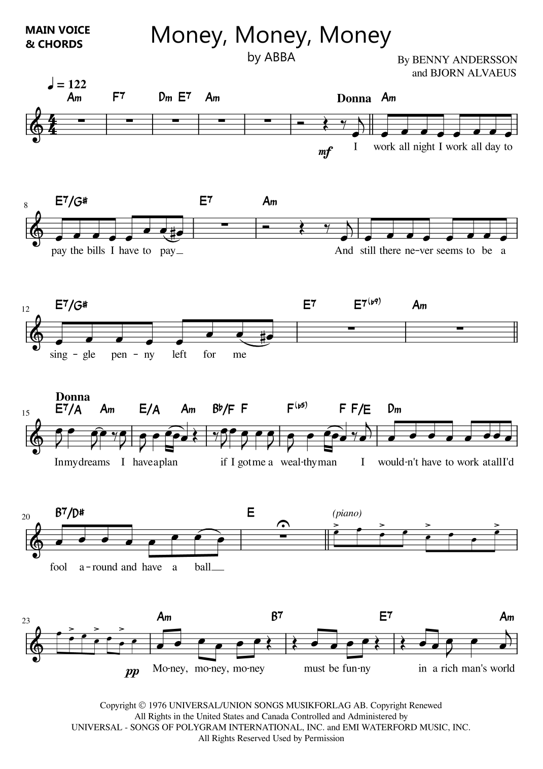 Money Money Money arr Adriel Ver osa By ABBA Sheet Music For Piano Money Money Money arr Adriel Ver osa By ABBA Sheet Music For Piano