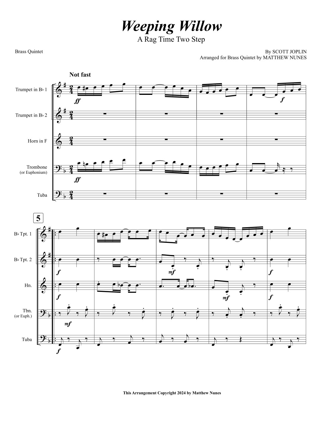 Weeping Willow (A Rag Time Two Step) (arr. Matthew Nunes) by Scott ...