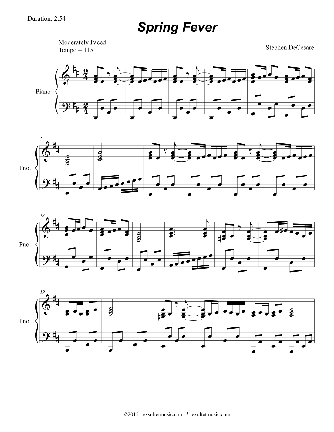 Spring Fever by Stephen DeCesare Sheet Music for Piano Solo at Sheet ...