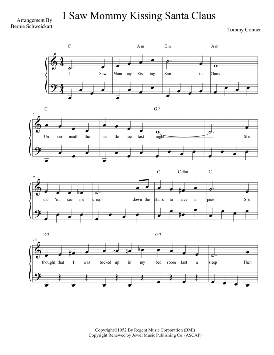 I Saw Mommy Kissing Santa Claus (arr. Bernie Schweickart) Sheet Music ...