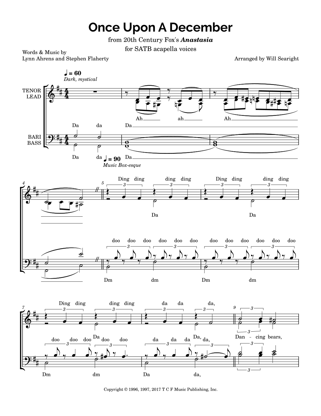 Once Upon A December (arr. Will Searight) by Stephen Flaherty Sheet ...