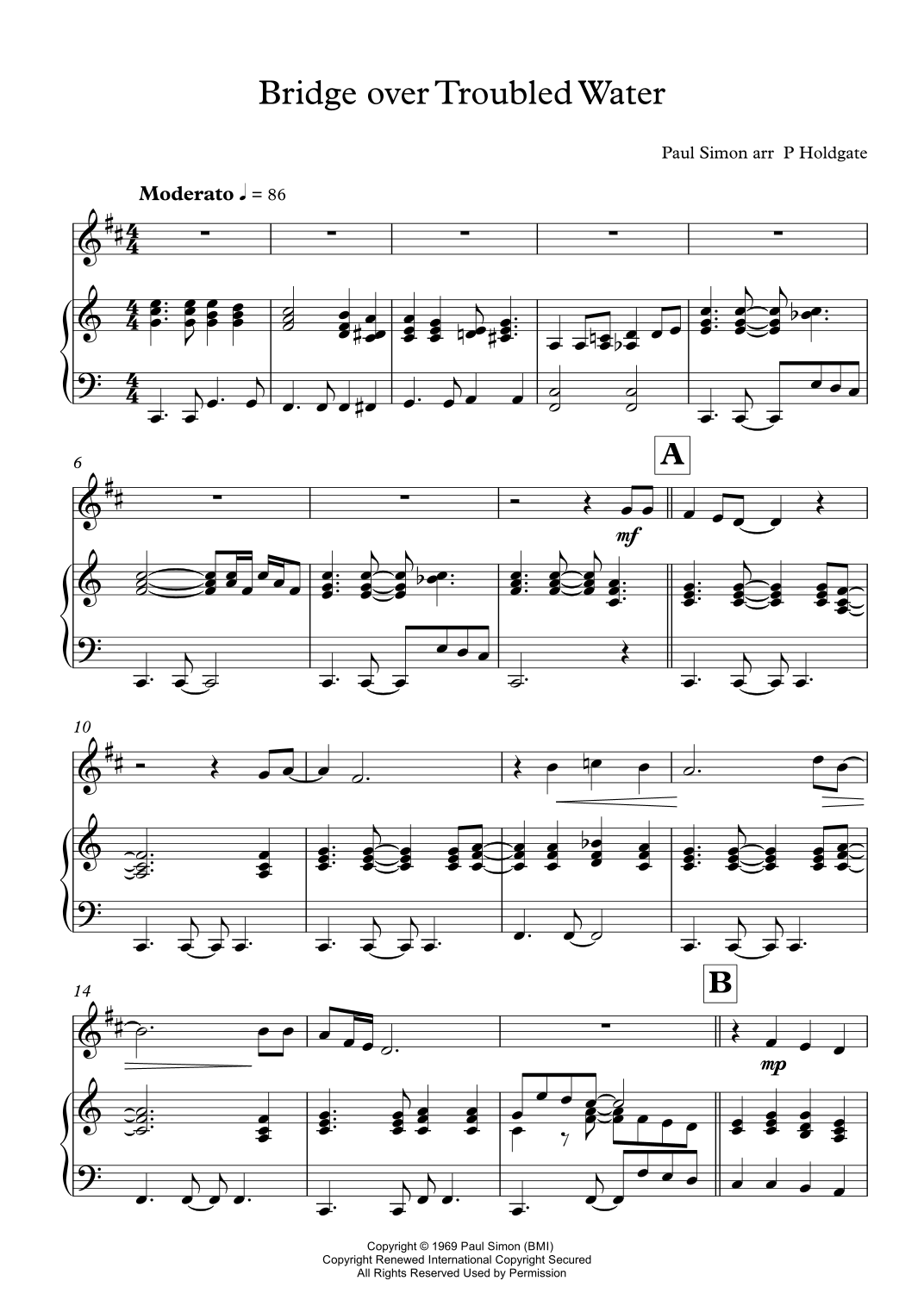 Bridge Over Troubled Water (arr. Kevin P Holdgate) von Simon ...
