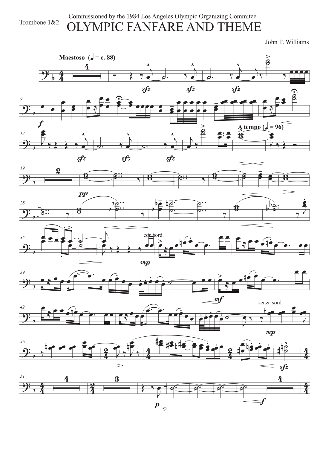 Olympic Fanfare and Theme - Trombone 1&2 (arr. Arthur Pereira de Moura ...