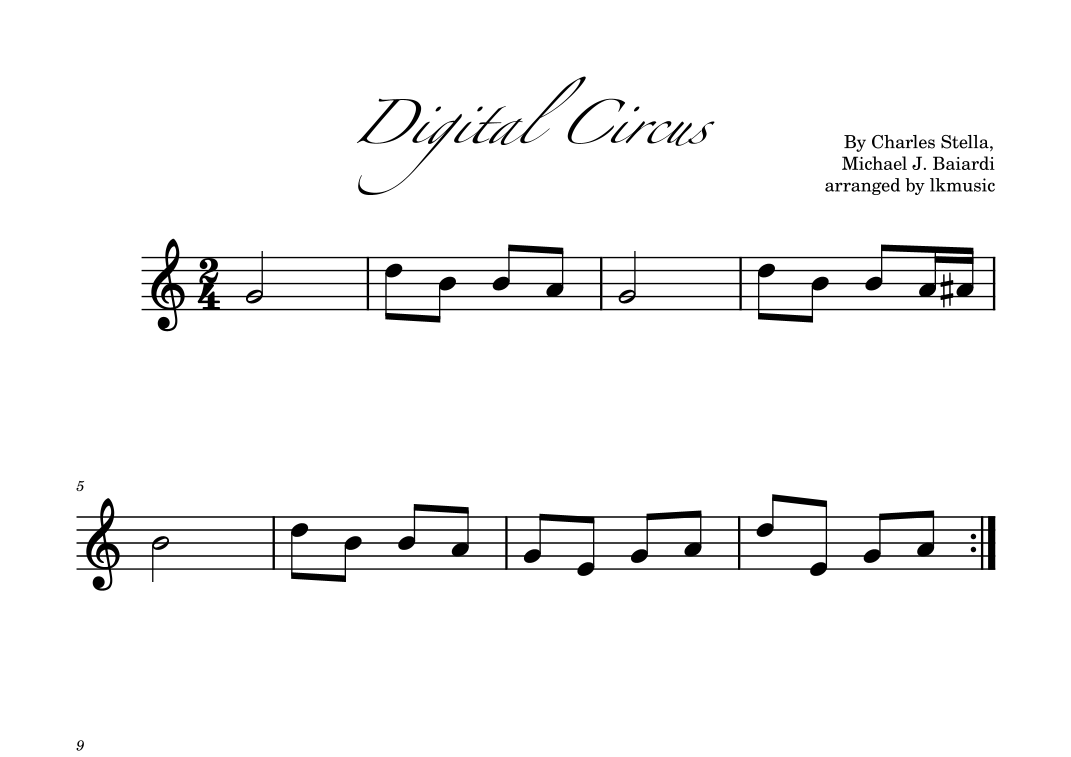 DIGITAL CIRCUS (ARR. LKMUSIC) POR MICHAEL J. BAIARDI PARTITURAS PARA ...