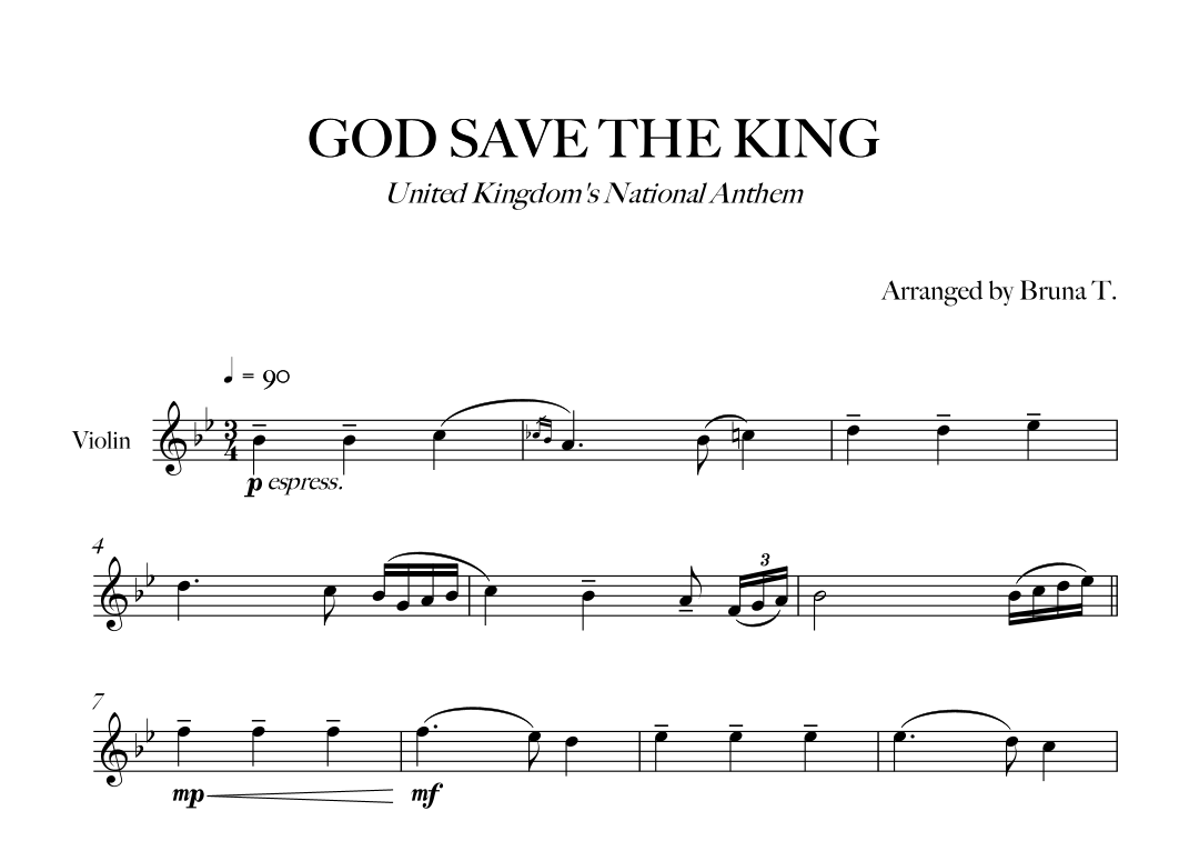 God Save The King (UK National Anthem) (arr. Bruna T.) by Traditional ...