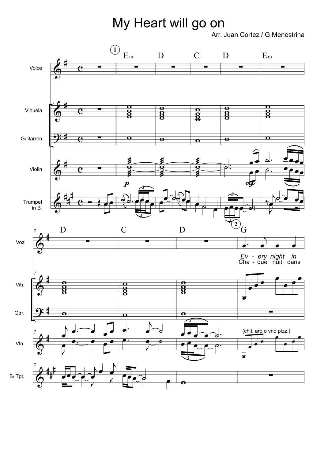 My heart will go on - Mariachi version - Score Only (arr. Guido ...