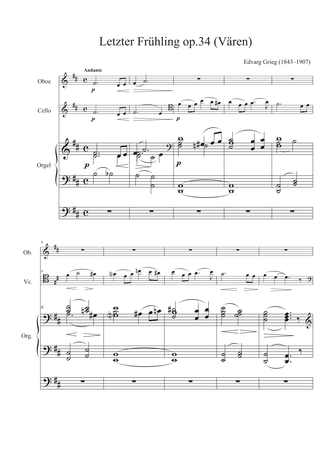 Last Spring (arr. Rico Zela) by Edvard Grieg Sheet Music for ...