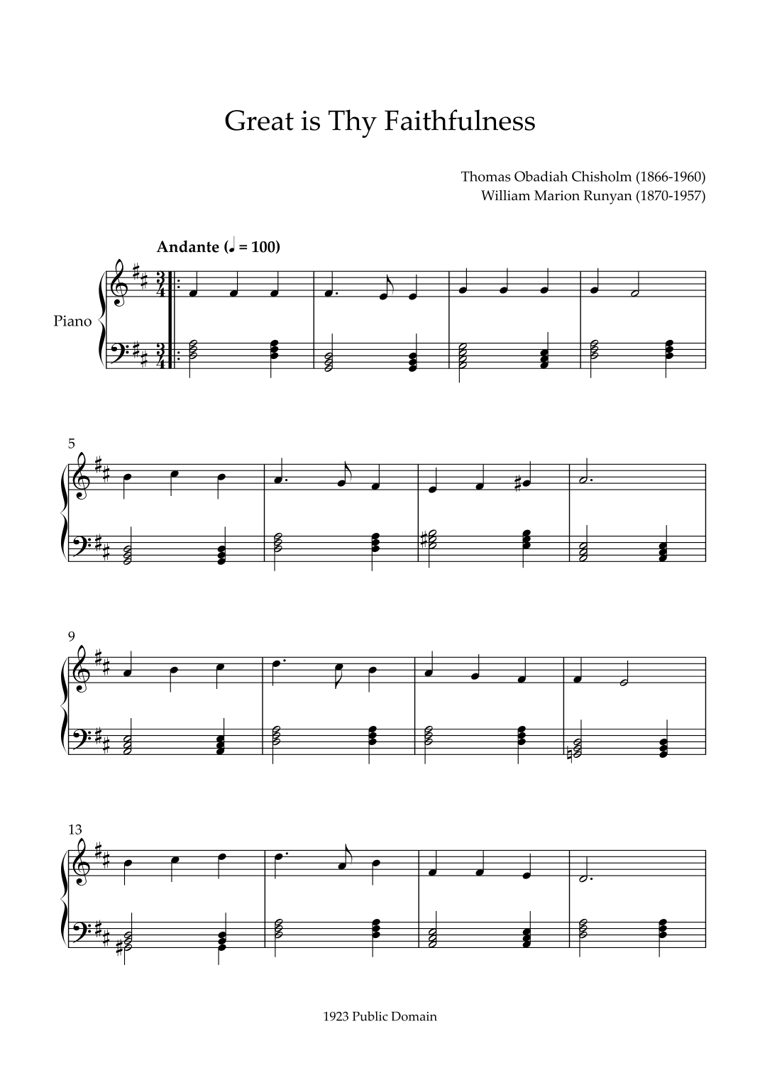 Great is Thy Faithfulness (arr. D. M. Scores) by Thomas Obadiah ...