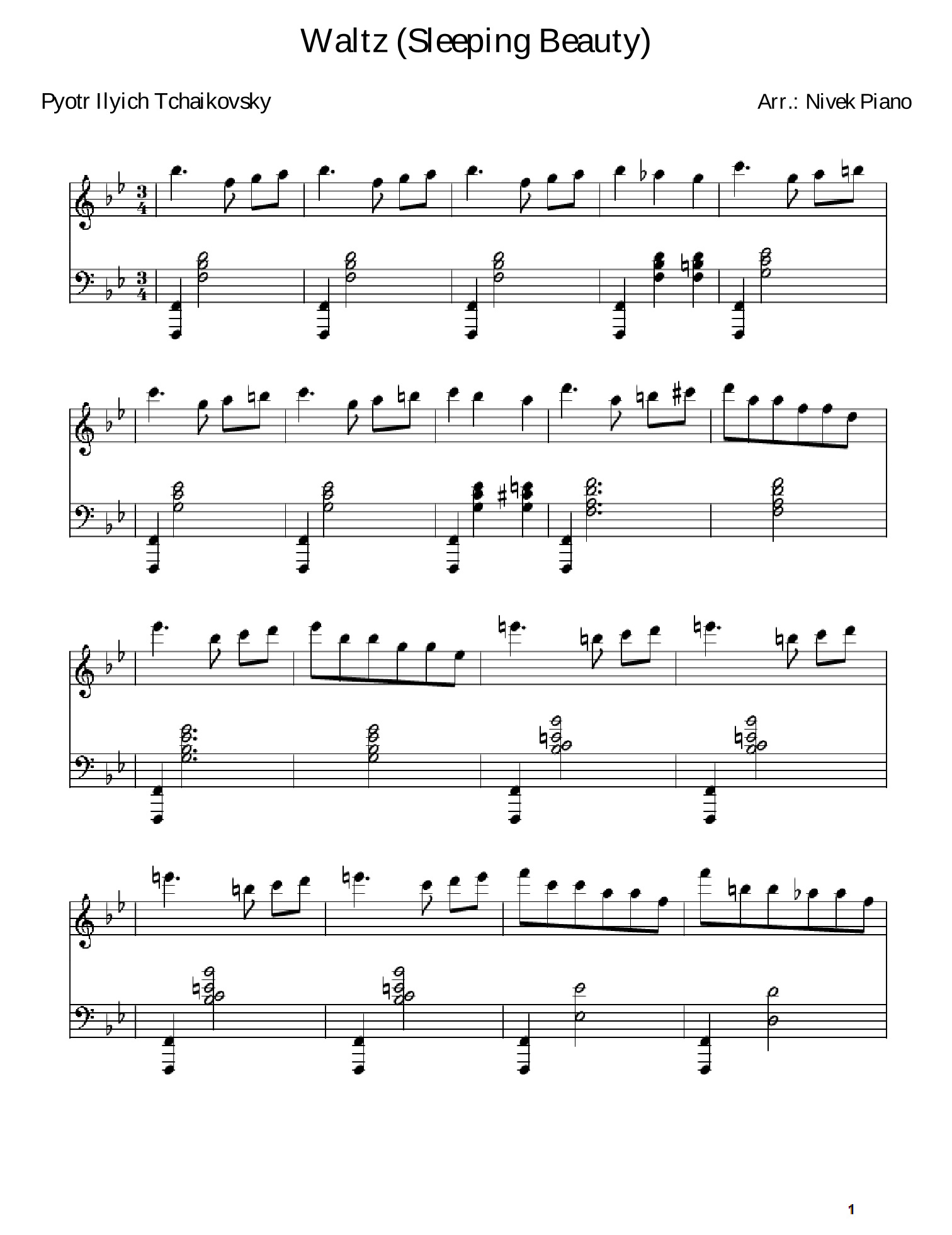 Waltz (Sleeping Beauty) - Pyotr Ilyich Tchaikovsky (arr. Nivek Piano ...