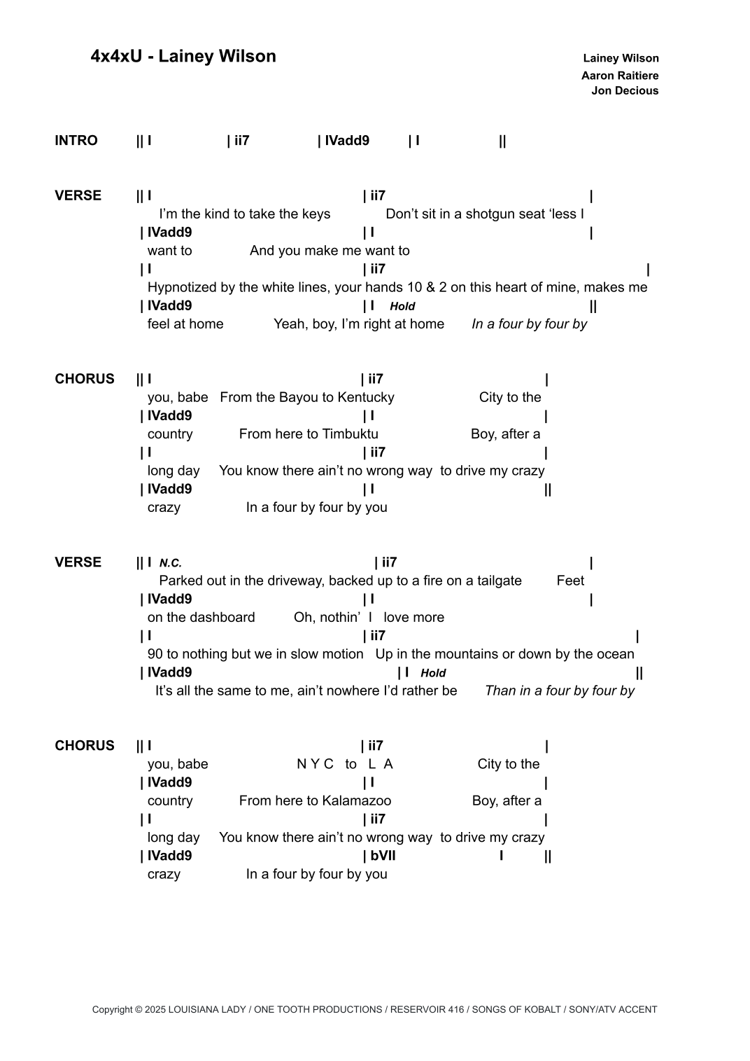 4x4xu (arr. Bronson Ferdinand Wright) by Lainey Wilson Sheet Music for ...