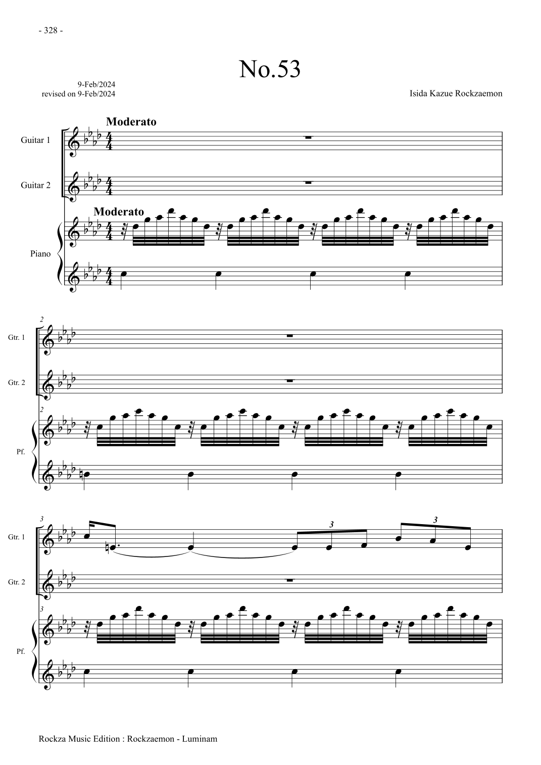 Prelude for 2 Guitars and Piano, "Luminam" No.53 by Isida Kazue ...