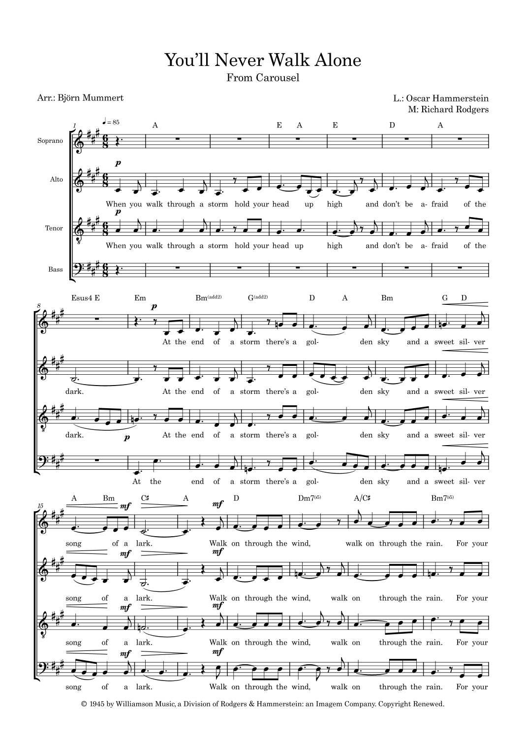 You'll Never Walk Alone (arr. Björn Mummert) by Andrea Bocelli Sheet ...