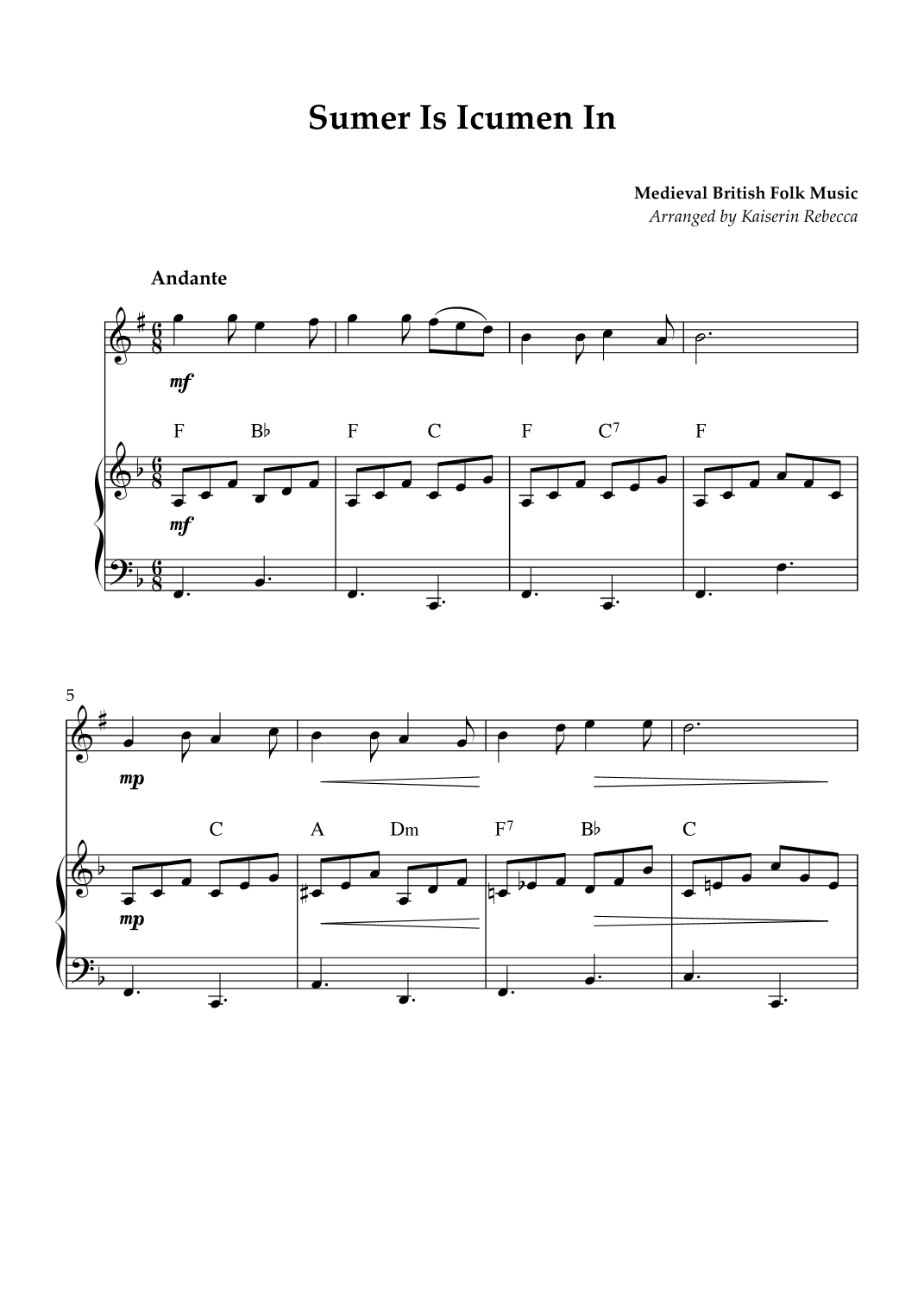Sumer Is Icumen In (arr. Kaiserin Rebecca) by Medieval British Folk ...