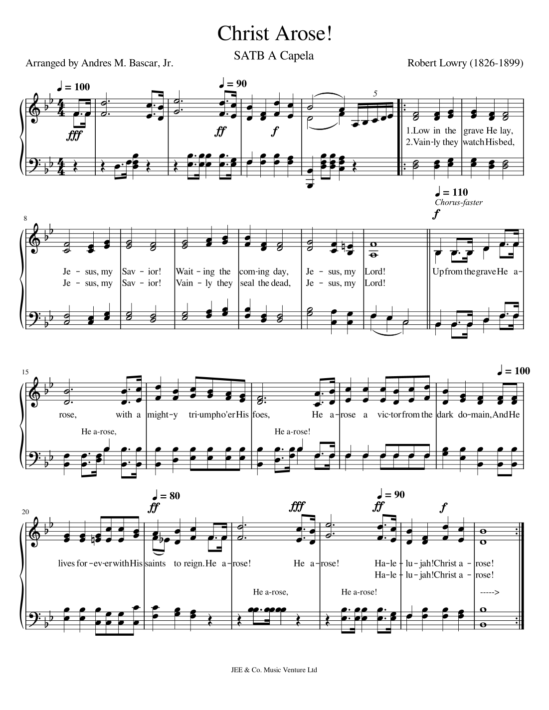 Christ Arose! Partituras | Robert Lowry | SATB Coro