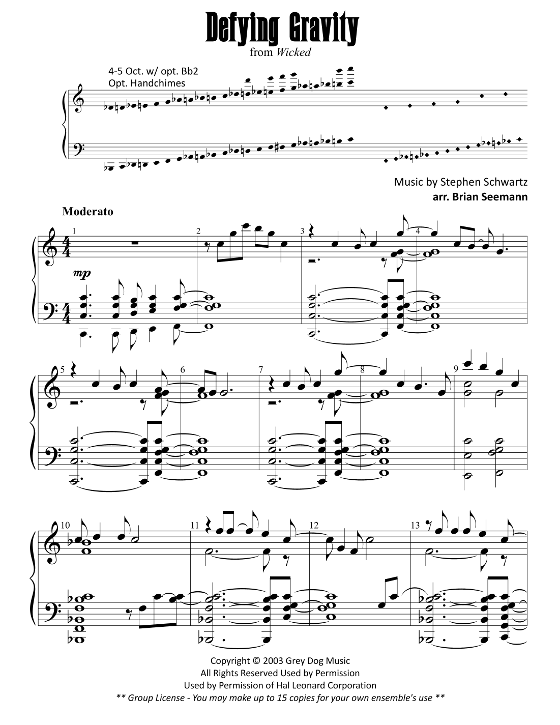 Defying Gravity (arr. Brian Seemann) by Stephen Schwartz Sheet Music ...