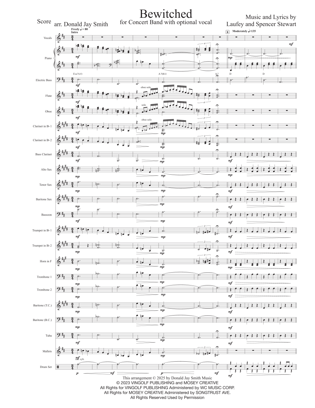 Bewitched (arr. Donald Jay Smith) by Laufey Sheet Music for Concert ...
