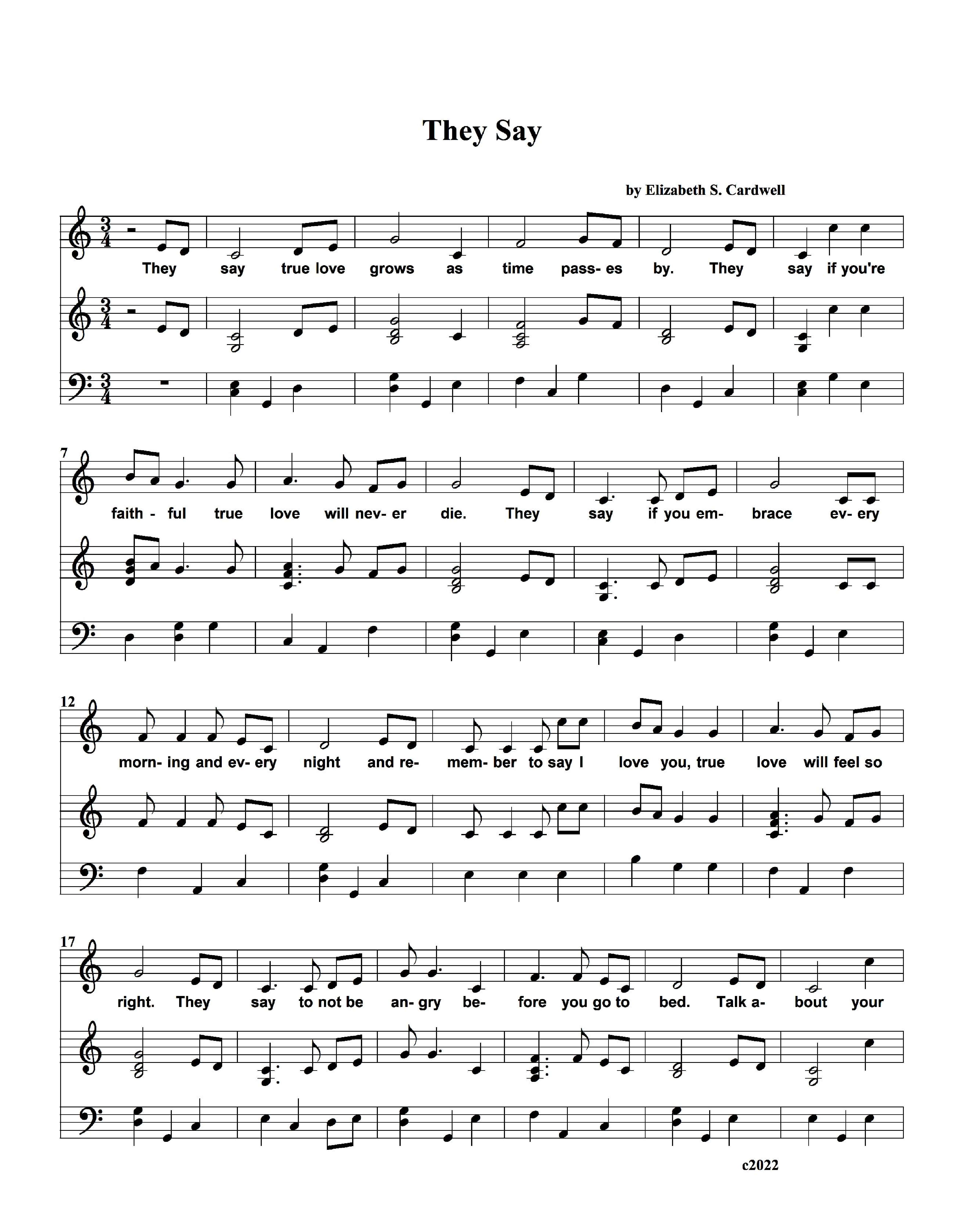 They Say Sheet Music | Elizabeth S. Cardwell | Piano & Vocal