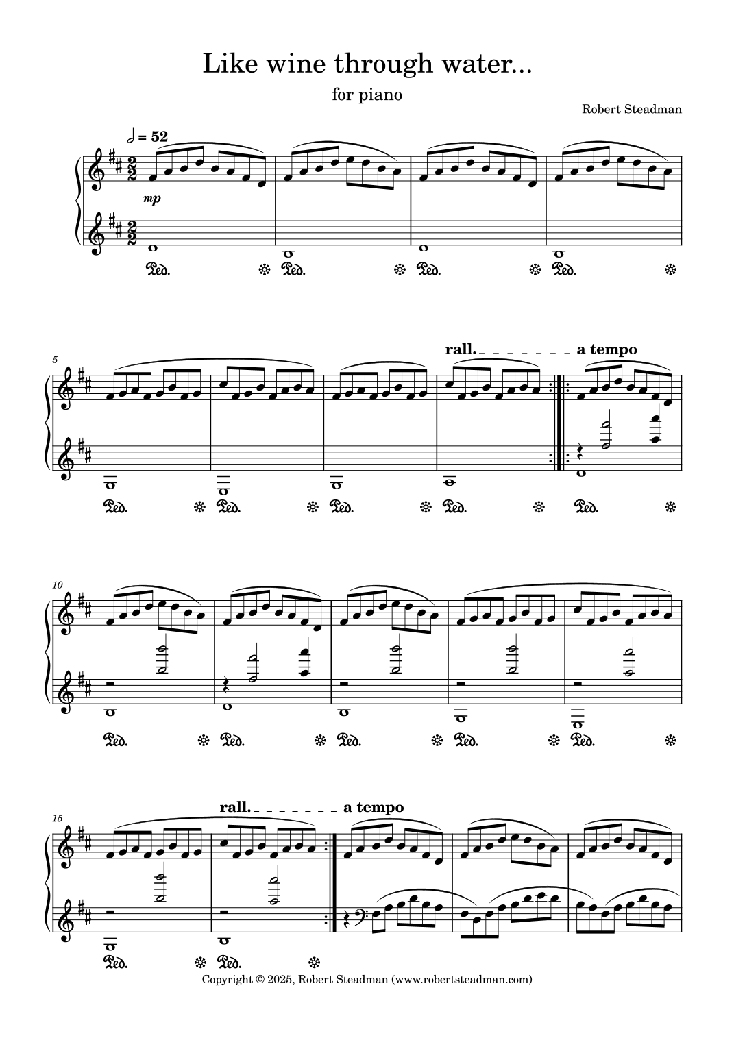 Like Wine Through Water... by Robert Steadman Sheet Music for Piano ...