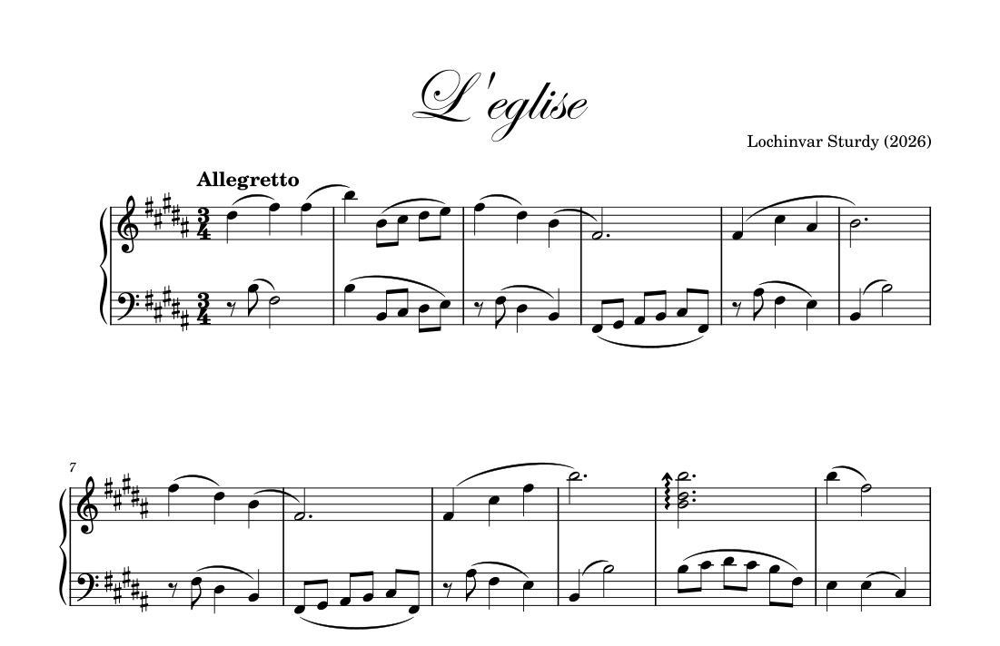 L'eglise by Lochinvar Sturdy Sheet Music for Easy Piano at Sheet Music ...