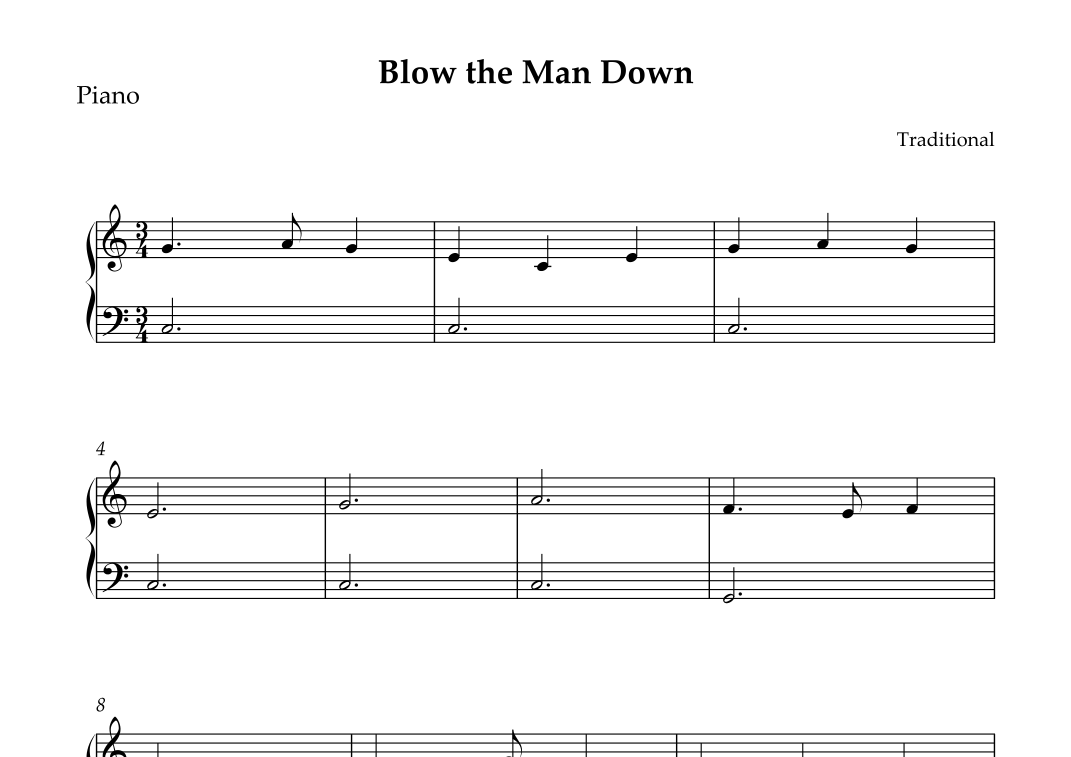Blow the Man Down (arr. Wesley S. SIlva) by Traditional Sheet Music for ...