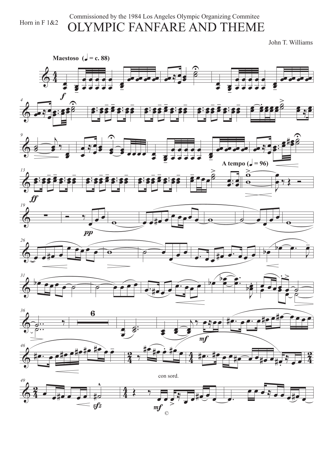 Olympic Fanfare and Theme - Horn in F 1&2 (arr. Arthur Pereira de Moura ...