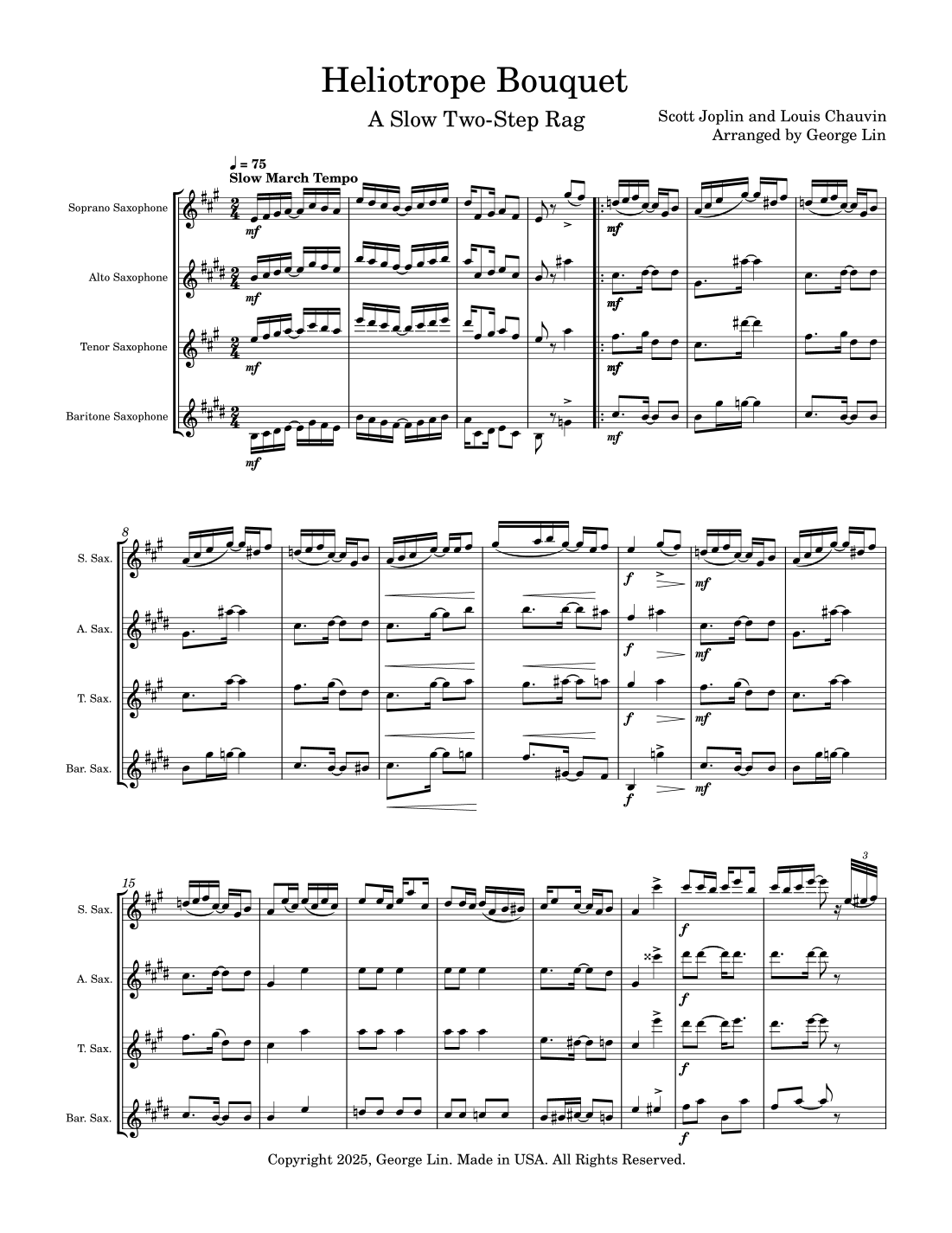 Heliotrope Bouquet (arr. George Lin) by Scott Joplin & Louis Chauvin ...