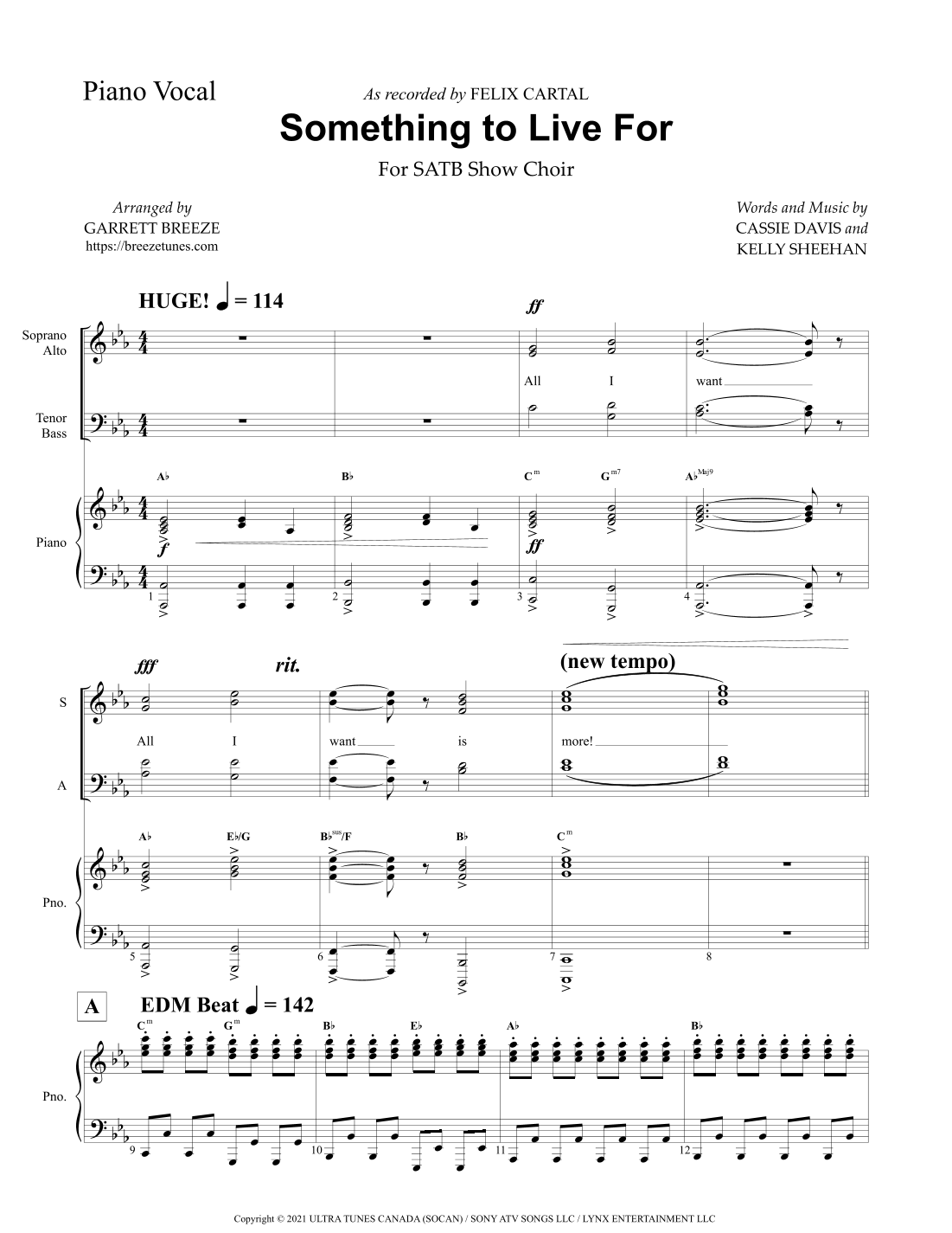 Something To Live For (arr. Garrett Breeze) by Kelly Marie Sheehan ...