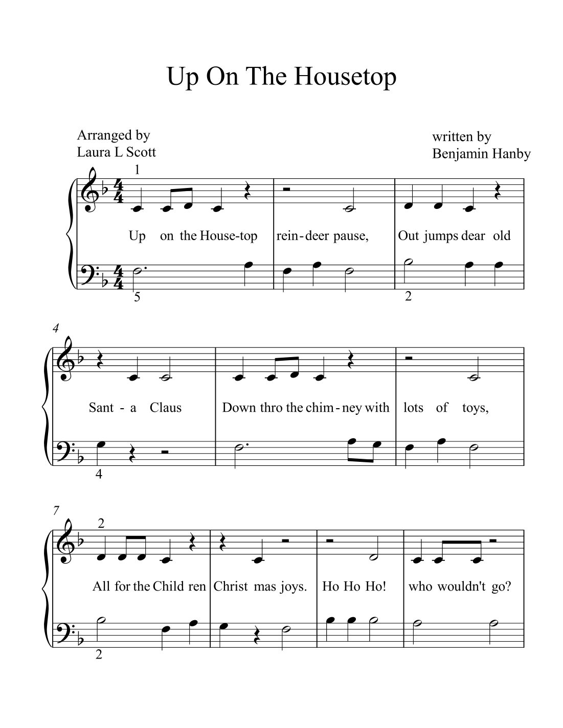 Up On The Housetop (arr. Laura L Scott) von Benjamin Hanby Noten zum ...