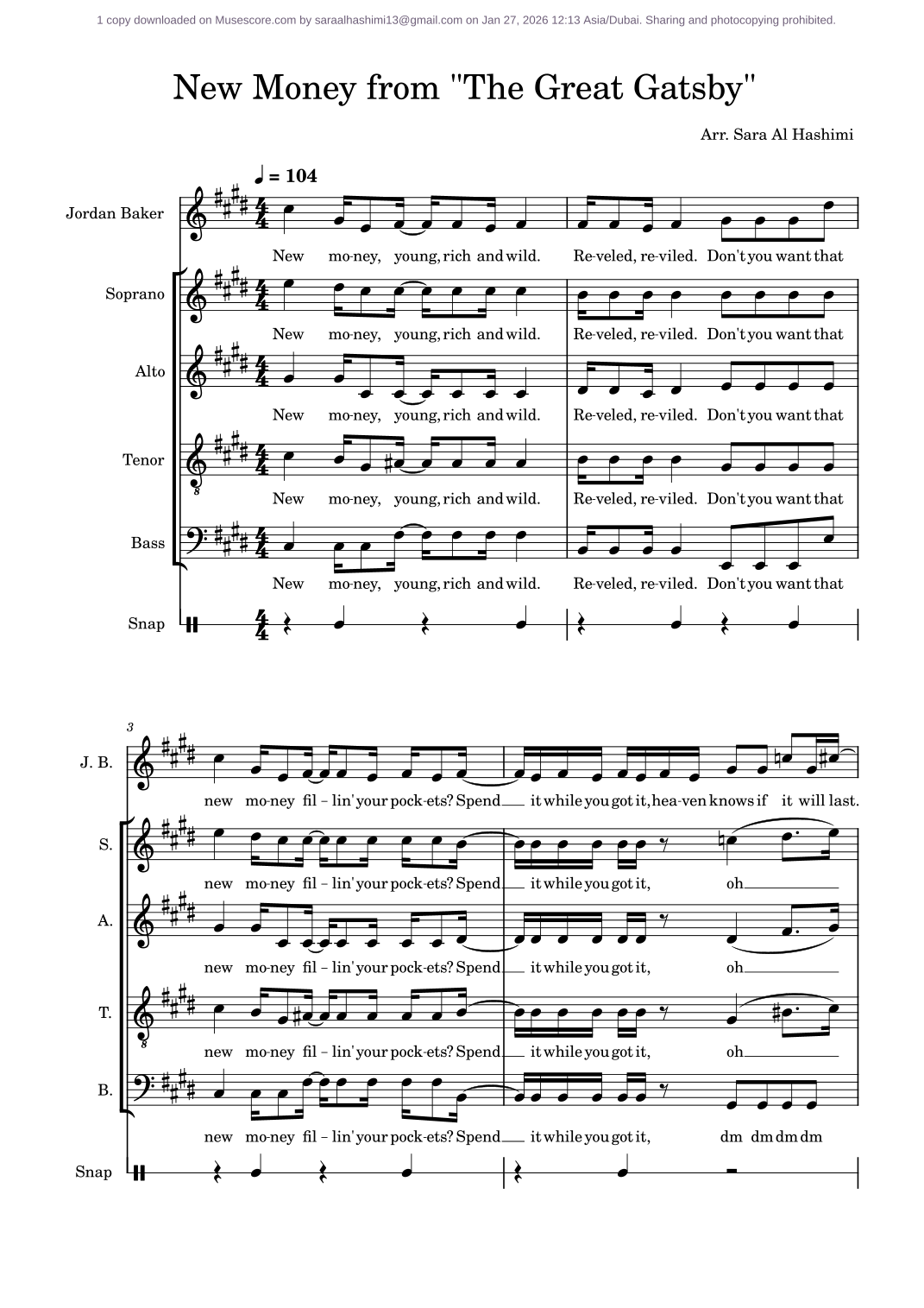 New Money (arr. Sara Al Hashimi) by Original Broadway Cast Sheet Music ...